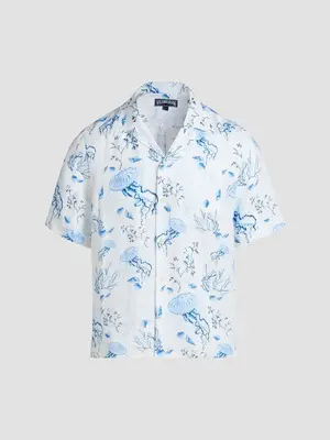 Vilebrequin Medusa & Shells Linen Camp Shirt - Blanc
