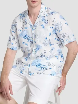 Vilebrequin Medusa & Shells Linen Camp Shirt