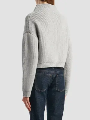 Khaite Marjorie Rib-knit Cashmere Funnel-neck Cardigan