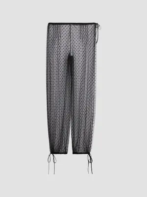 Kiki De Montparnasse Merci Polka Dot-embroidered Tulle Cover-up Pants - Black