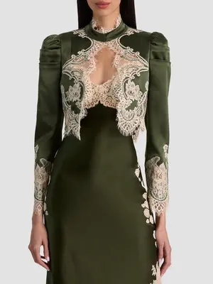 Alice + Olivia Thomasina Lace-trim Crop Jacket