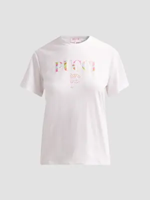 Emilio Pucci L'alba Logo Stretch-jersey Crewneck T-shirt - Bianco