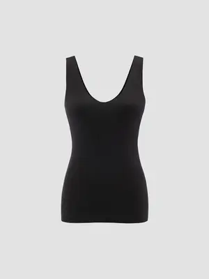 Commando Cotton-blend Scoopneck Tank - Black