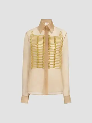 Khaite Ivy Pankou Knot-embellished Semi-sheer Silk Blouse