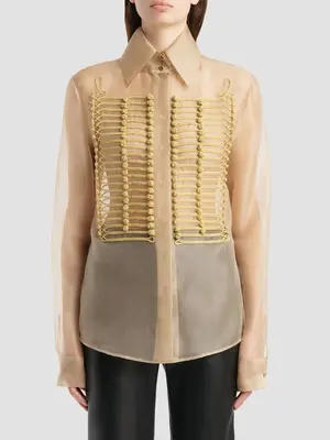 Khaite Ivy Pankou Knot-embellished Semi-sheer Silk Blouse