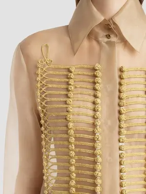 Khaite Ivy Pankou Knot-embellished Semi-sheer Silk Blouse