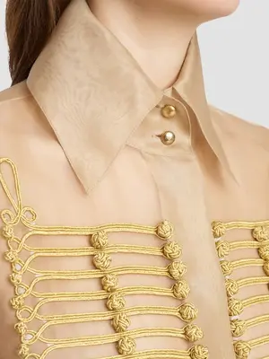 Khaite Ivy Pankou Knot-embellished Semi-sheer Silk Blouse