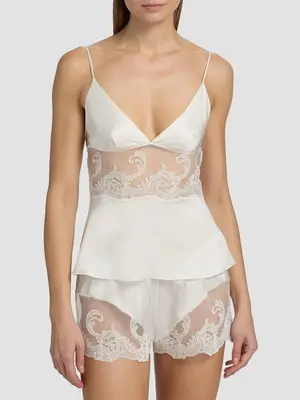 Kiki De Montparnasse Voltaire Lace-embellished Silk Cami