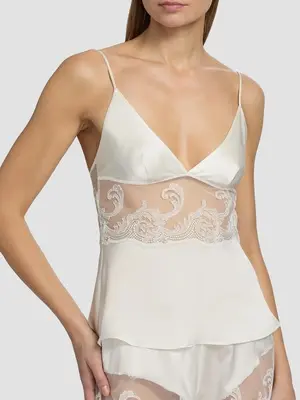 Kiki De Montparnasse Voltaire Lace-embellished Silk Cami