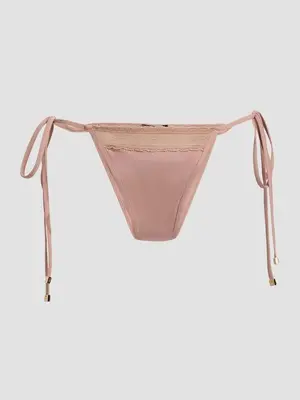Kiki De Montparnasse Inset Lace String Bikini Bottom - Buff