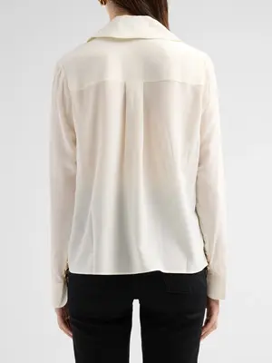 FRAME Contrast Tie Silk Shirt - Cream