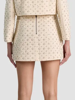 Alice + Olivia Rubi Embellished Micro Mini Skirt - Vanilla