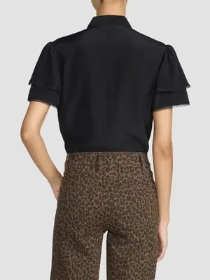 FRAME Arcadia Silk Short-sleeve Top - Black