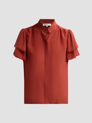 FRAME Arcadia Silk Short-sleeve Top - Paprika