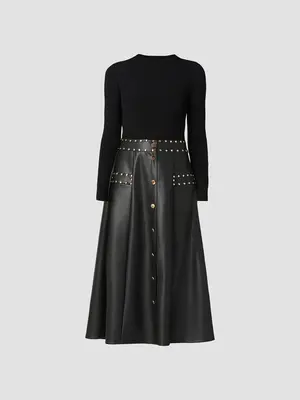 Shoshanna Cleo Mixed-media Midi-dress