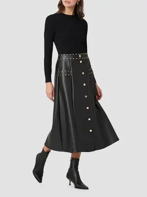 Shoshanna Cleo Mixed-media Midi-dress