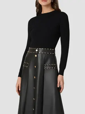 Shoshanna Cleo Mixed-media Midi-dress
