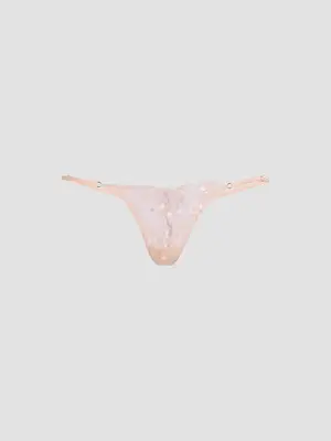 Kiki De Montparnasse Embroidered G-string Thong - Blush