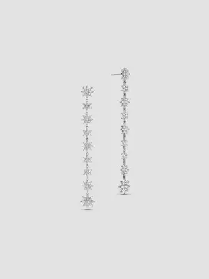 David Yurman Starburst Drop Earrings In 18k White Gold With Diamonds, 70.9mm