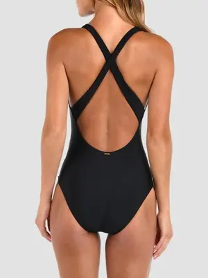 L'Agence Solids Lisa Plunge One-piece Swimsuit