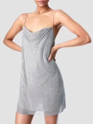 Alice + Olivia Harmony Rhinestoned Slip Minidress