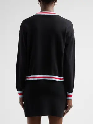 Alice + Olivia Gleeson Embroidered Stretch-cotton Crewneck Sweater