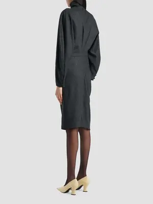 Khaite Harlin Stretch Wool-cashmere Turtleneck Knee-length Dress