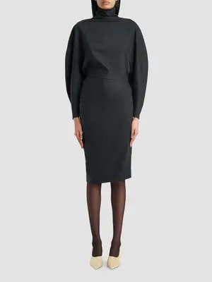 Khaite Harlin Stretch Wool-cashmere Turtleneck Knee-length Dress