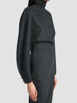 Khaite Harlin Stretch Wool-cashmere Turtleneck Knee-length Dress