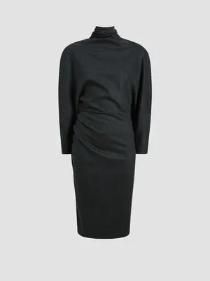 Khaite Harlin Stretch Wool-cashmere Turtleneck Knee-length Dress