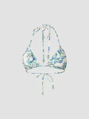 Shoshanna Ruffle Triangle Swim Top - Ocean Blue Multi