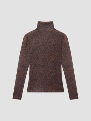 FRAME The Hosiery Leopard Print Sheer Top