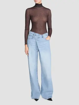 FRAME The Hosiery Leopard Print Sheer Top