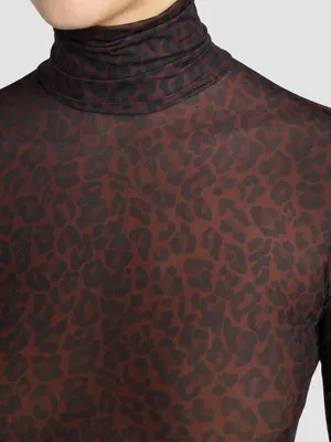 FRAME The Hosiery Leopard Print Sheer Top