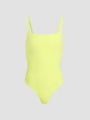 Kiki De Montparnasse Echauffe Straight Neck One-piece Swimsuit - Citron