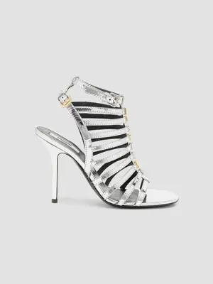 Moschino 100mm Logo Lettering Stiletto Sandals