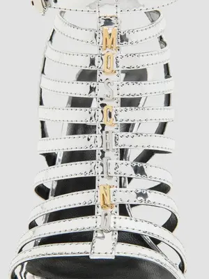 Moschino 100mm Logo Lettering Stiletto Sandals