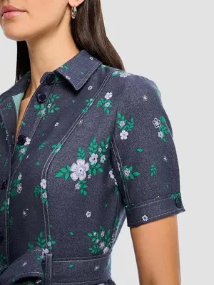 Shoshanna Archie Floral-print Denim Minidress - Blue Pattern