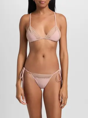 Kiki De Montparnasse Inset Lace String Bikini Top - Buff