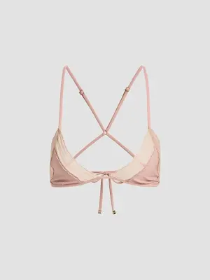 Kiki De Montparnasse Inset Lace String Bikini Top - Buff