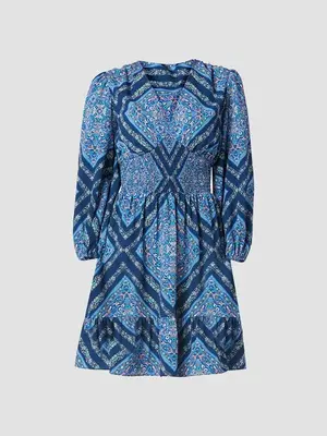 Shoshanna Imogen Smocked Floral-print Empire Minidress