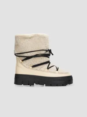 POLLINI Sherpa Ankle Boots - Ice