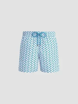 Vilebrequin Moorea Net Sharks Swim Trunks - Blanc