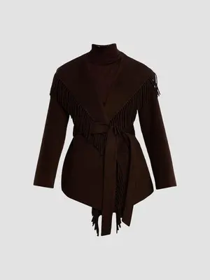 Simkhai Rowen Fringed Wool-blend Jacket - Chocolate