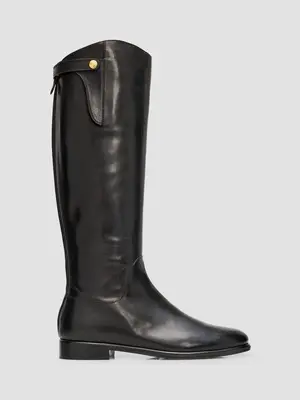 POLLINI Knee-high Leather Riding Boots - Black