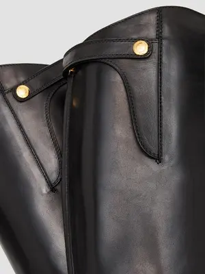 POLLINI Knee-high Leather Riding Boots - Black