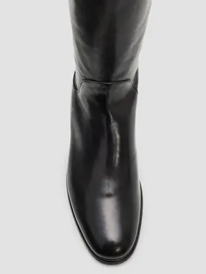 POLLINI Knee-high Leather Riding Boots - Black