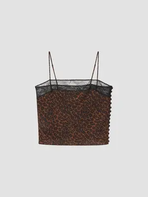 FRAME Delphine Leopard-print Lace-trim Silk Camisole
