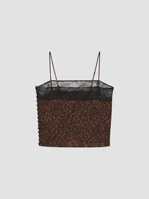 FRAME Delphine Leopard-print Lace-trim Silk Camisole