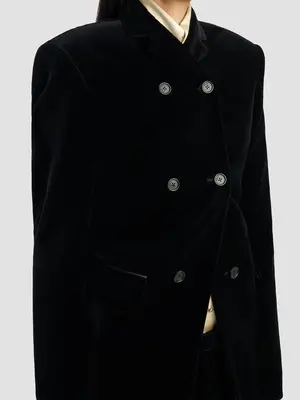 Khaite Rolo Stretch-velvet Double-breasted Jacket
